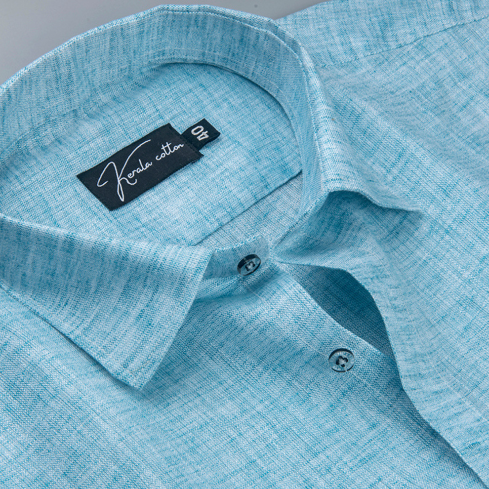 60 Lea Pure Linen Dark Rama Blue Colour Shirts for Men – Kerala Cotton