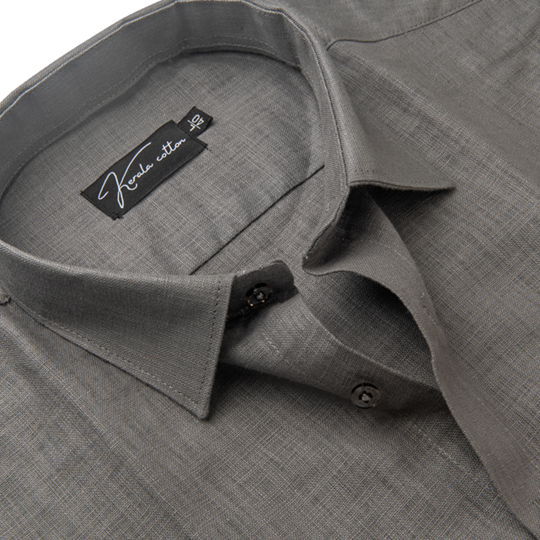 Light Grey Colour Blended Linen Shirts For Men – Kerala Cotton