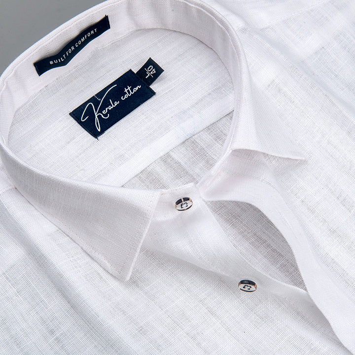 Linen Linning White Colour Shirts For Men – Kerala Cotton