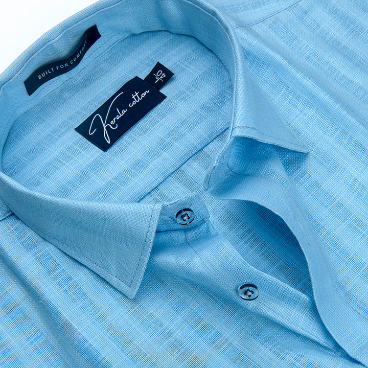 Linen Linning Sky Blue Colour Shirts For Men – Kerala Cotton